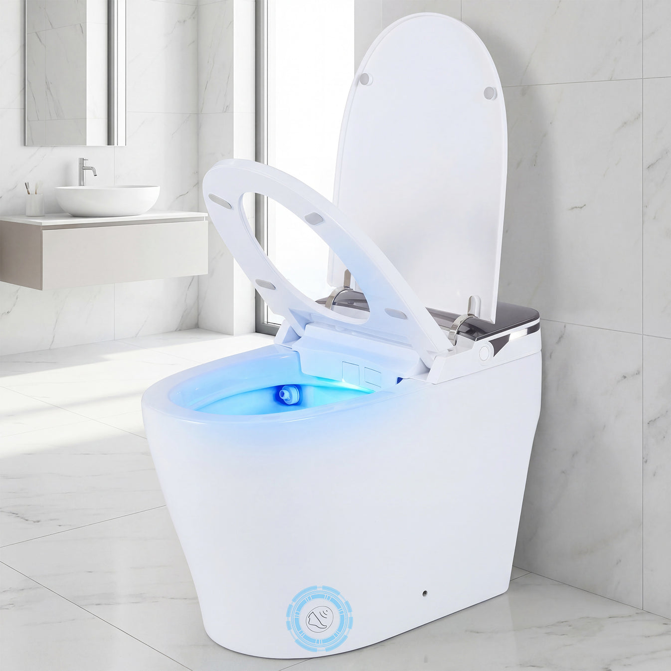 Smart Toilet with Built-in Bidet ADA Height with Auto Flush and Heated ...